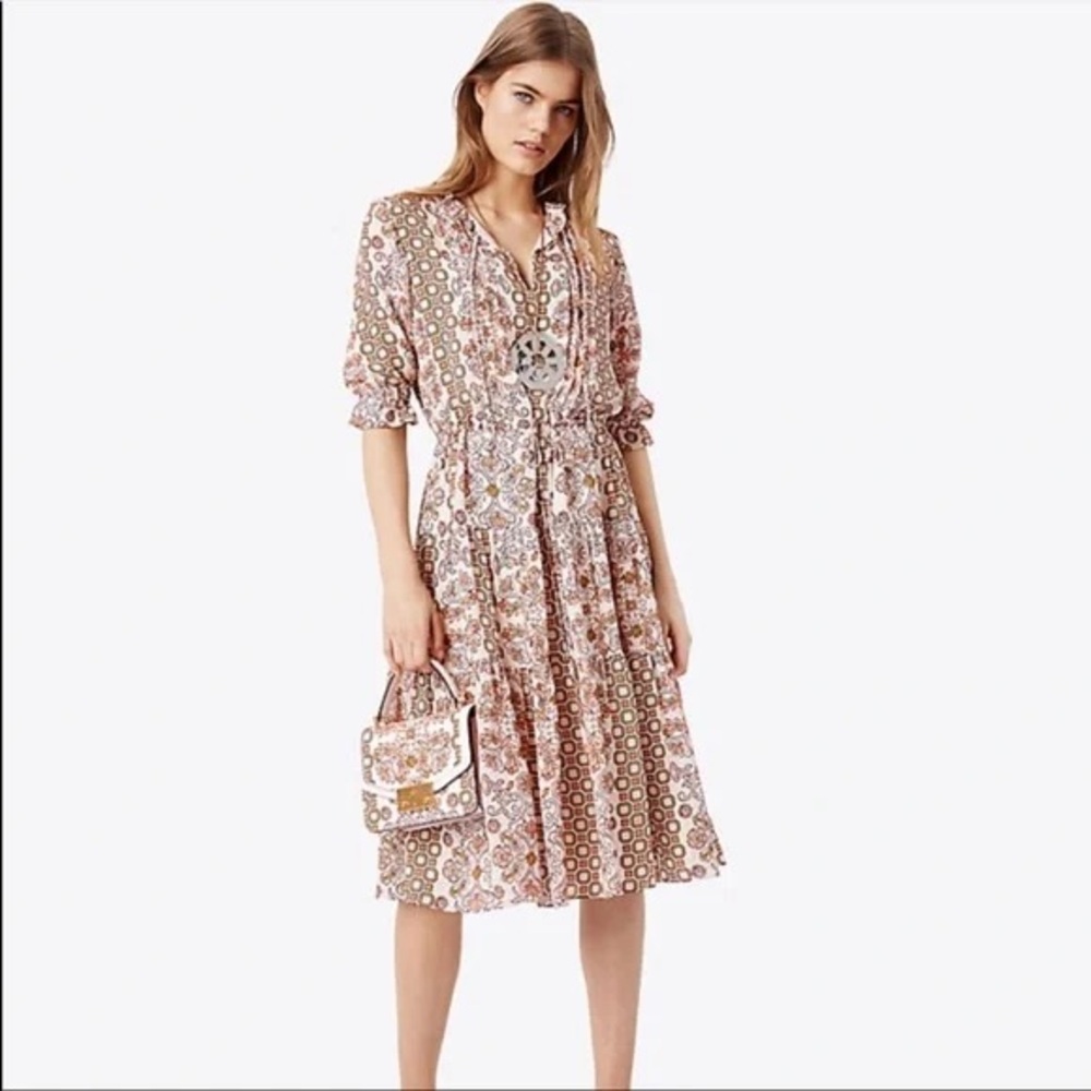 Tory Burch David Hicks Garden Party Dress Silk Serena… - Gem